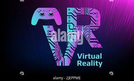 Colorful letters VR abbreviation for Virtual Reality perforated with ...