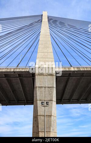 Anzac Bridge, concrete pylon and steel cable bridge Pyrmont to Glebe ...