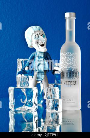 Belvedere Vodka, Ice and the "Snow Miser" Action Figure in a photo ...