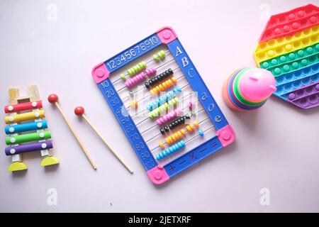 counting math learning toy on table Stock Photo - Alamy