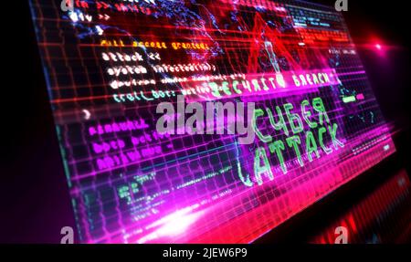 Cyberattack on computer screen. Cyber attack, security breach and ...