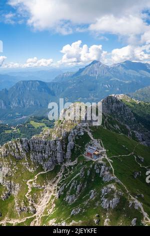 Aerial view of the top of Monte Resegone and Rifugio Azzoni. Lecco ...