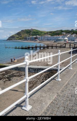 Town of Aberystwyth, Wales. Aberystwyth promenade, beach and seafront ...
