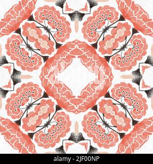 Modern boho geometric floral quilt style seamless pattern. Shabby chic ...