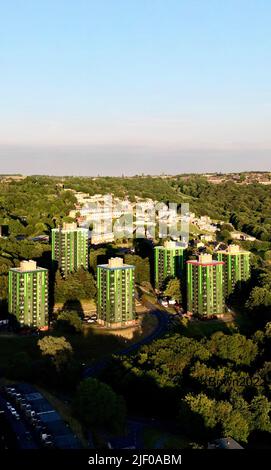 An aerial view of Gleadless Valley in Sheffield on a cloudy day Stock ...