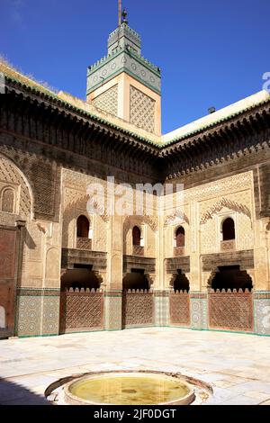Morocco Fez. Bou Inania Madrasa Stock Photo - Alamy