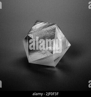 Abstract 3D rendering of geometric ikosaeder shape as modern background ...