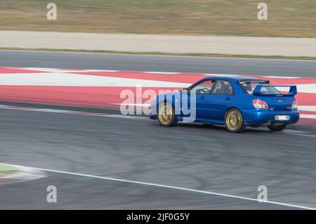 Modern AWD japan sports car in the track. Subaru Impreza Stock Photo ...