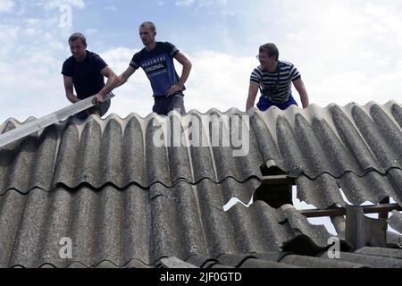 MAIAKY, UKRAINE - JUNE 27, 2022 - The village of Maiaky recovers from a ...