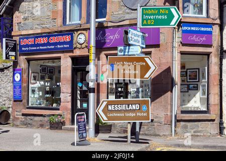 Souvenir shop, Drumnadrochit, Inverness, near Loch Ness advertising ...