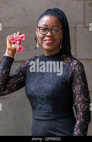 Dr Adaeze Ifezulike after receiving her MBE from the Princess Royal at ...