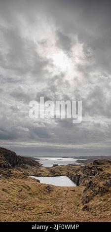 View over Loch Leacach towards Geocrab and the sea, Harris, Outer ...