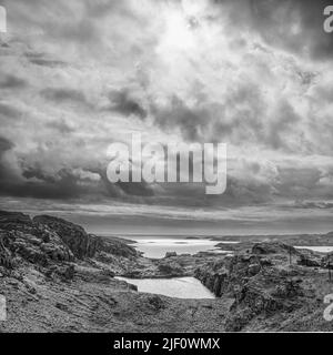 View over Loch Leacach towards Geocrab and the sea, Harris, Outer ...