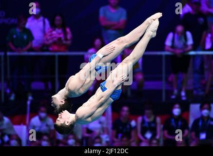 BUDAPEST, HUNGARY - JUNE 28: Oleksii Sereda of Ukraine, Kirill Boliukh ...