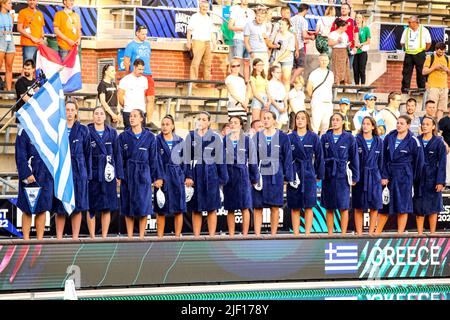 BUDAPEST, HUNGARY - JUNE 28: Eleni Elliniadi of Greece, Head coach ...