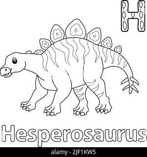 Hesperosaurus Dino Tracing Letter ABC Coloring H Stock Vector Image ...