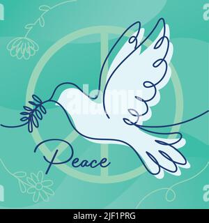 Continous line sketch of a dove bird Peace and delivery flat design ...