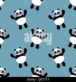 Cartoon seamless kawaii panda pattern for kids and fabrics and textiles ...