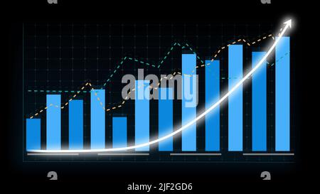 Business growth concept in allusive graph chart showing marketing sales ...