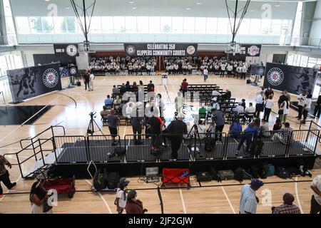 Overhead view during the Michelle & Barack Obama Sports Complex opening ...