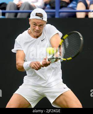 Professional tennis player Holger Rune of Denmark in action during his ...