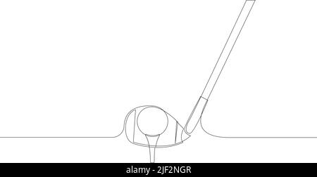 Continuous line drawing of golf club and ball vector illustration Stock ...