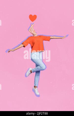 Creative vertical collage portrait of huge hand finger black white ...