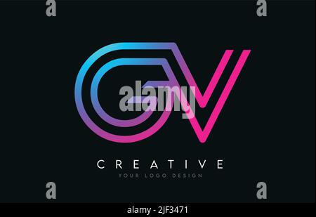 Letter GV monogram alphabet in a circle with DNA. Genetics logo design ...