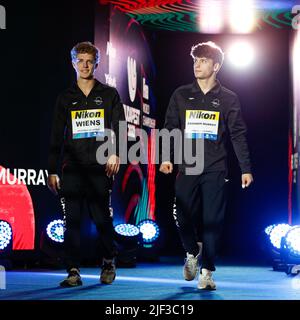 BUDAPEST, HUNGARY - JUNE 28: Rylan Wiens of Canada, Nathan Zsombor ...