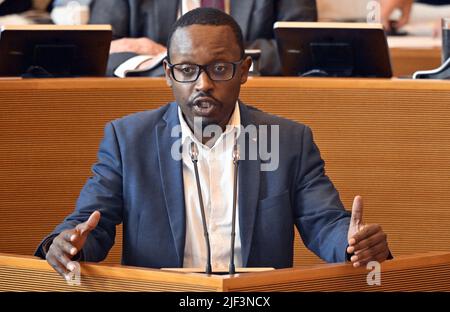 PTB's Germain Mugemangano pictured during a plenary session of Walloon ...