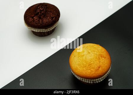 white and black muffing on isolated black and white background Stock ...