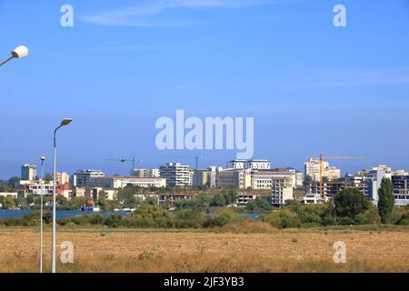 Constanta in Romania: Landscape with the boulevard in Mamaia resort and ...