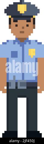 Policeman pixel game style illustration. Cop vector pixel art design. 8 ...