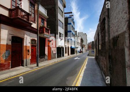 Some characteristic and colorful houses of Lima, the capital of Peru ...
