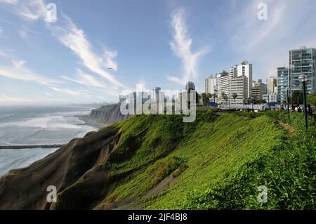 The part of Lima overlooking the Pacific Ocean is the Miraflores one of ...