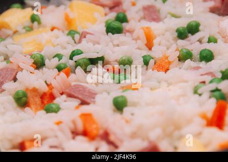 Rice three delights, ready to eat Stock Photo - Alamy