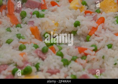 Rice three delights, ready to eat Stock Photo - Alamy