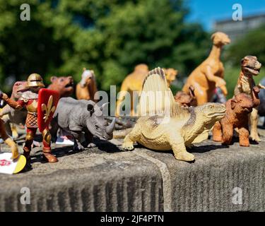 Various plastic toys (animals) at the flea market in Hanover (No. 25 ...