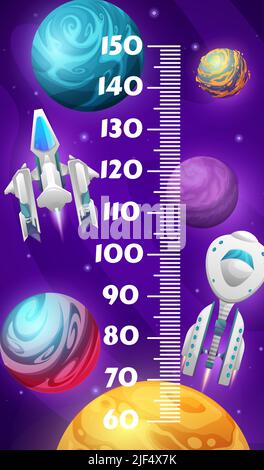 Kids space height chart. Cosmic wall meter with flying astronaut ...