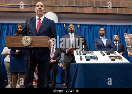 NYC Sheriff Anthony Miranda speaks at a press conference at Borough of ...