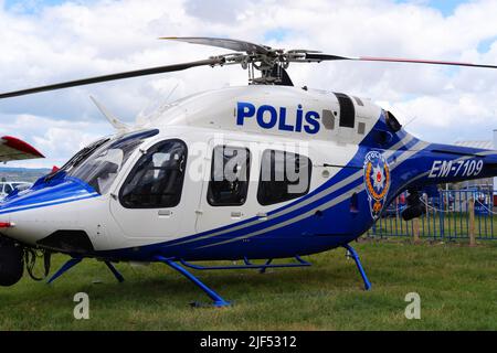 Turkish police helicopter landed on grass outdoor Stock Photo - Alamy