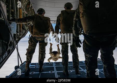 A free fall jump from a C-130 Hercules Stock Photo - Alamy