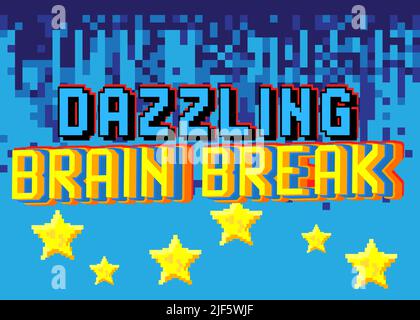 Brain Break. Pixelated word with geometric graphic background. Vector ...