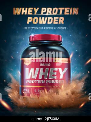 Fitness gym poster with 3d realistic dumbbell. Vector illustration ...