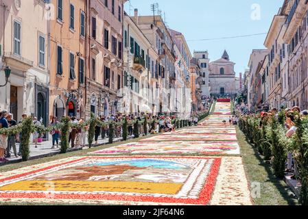 GENZANO, ITALY - JUNE 19: flower festival the Infiorata di Genzano on ...