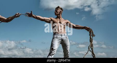 Two hands, helping arm of a friend, teamwork. Helping hand concept and ...