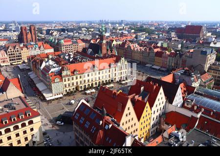 Wroclaw city aerial view in Poland. Cityscape of Wroclaw Old Town Stock ...
