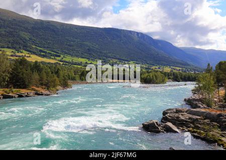 River Otta in Norway. Skjak municipality, Norway. Gudbrandsdalen ...