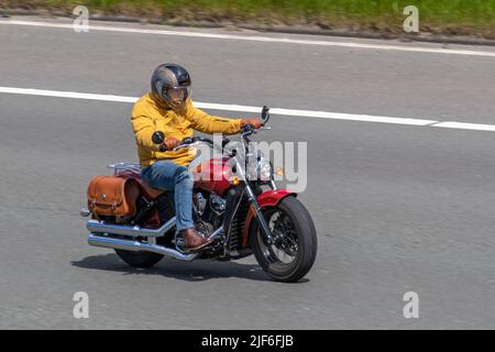 Indian Motorcycle Rider; INDIAN SCOUT SIXTY bike driven on the M61 ...