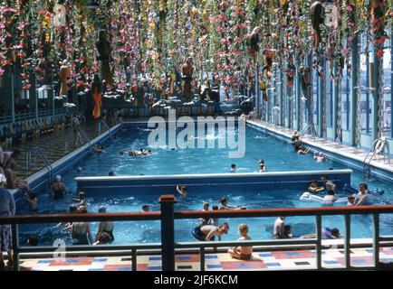 Indoor swimming pool at a Butlins holiday camp. Circa 1980's Stock ...